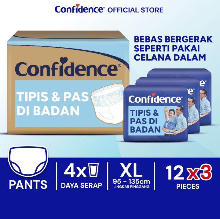 Confidence Popok Dewasa Celana Tipis & Pas E-Pack XL36 | Lazada Indonesia