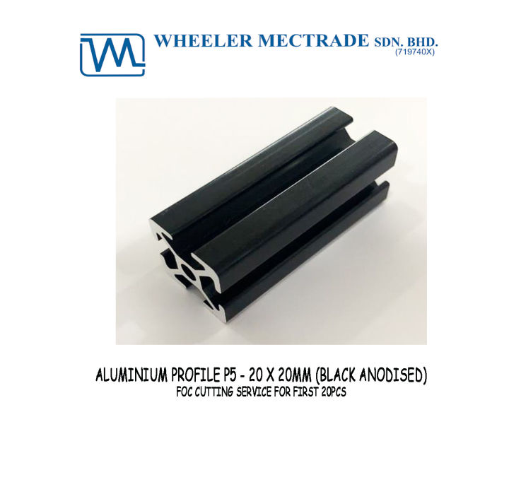 Aluminium Profile / Extrusion 20 X 20 MM - 1000MM (BLACK ANODISED ...