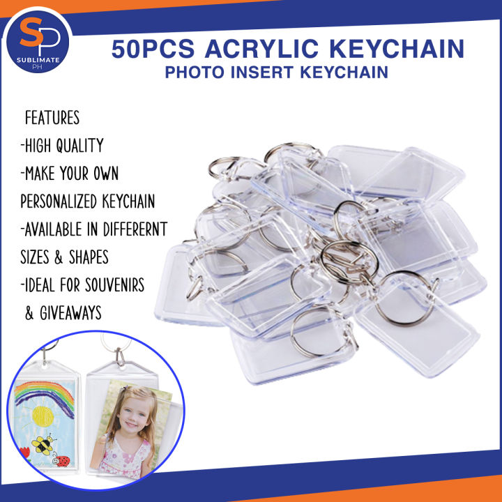 Acrylic Photo Insert Keychain 50PCS/Pack Frame Personalize DIY Keychain ...