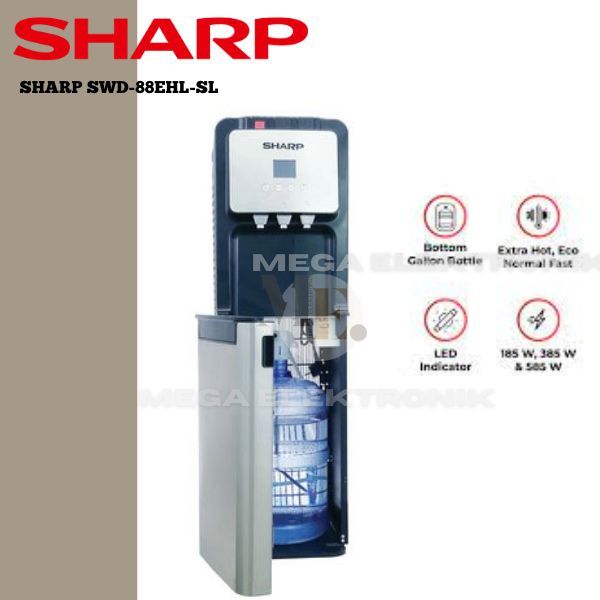 SHARP SWD-88EHL-SL Water Dispenser Bottom Loading Night Lamp With Self ...