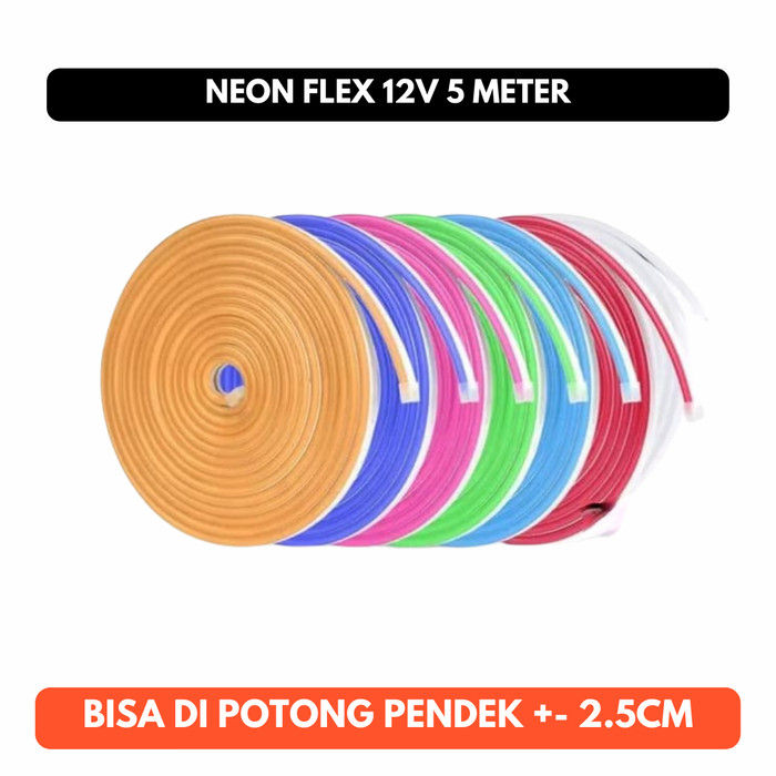 Lampu Neon Flex Selang 12V 12 V Volt Led Flexible DC Potong Pendek ...