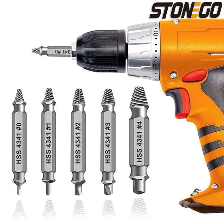 STONEGO Damaged&Stripped Screw Extractor Remover Tool and Drill Bit Set ...