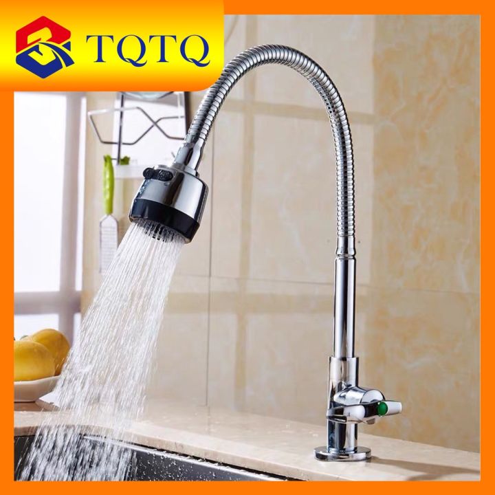 TQTQ 304 Wall Mounted Kitchen Faucet Sink Universal Flexible Single ...