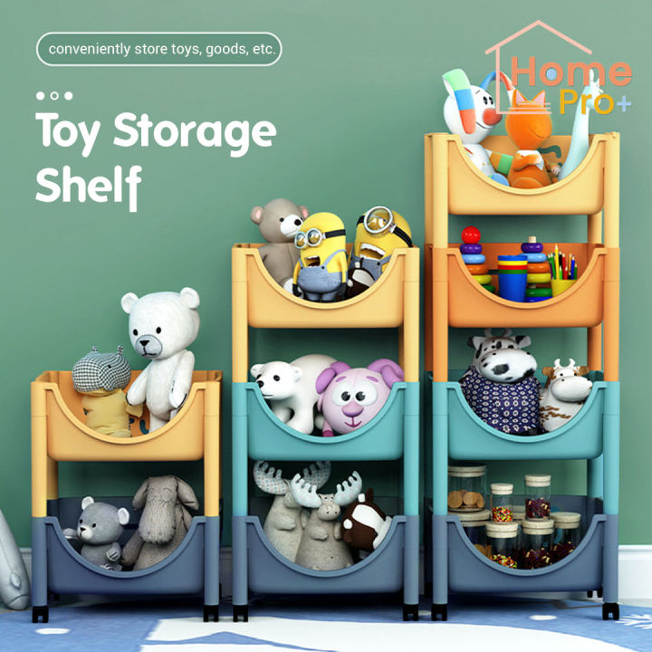 Stackable Multi-Layer Colorful Plastic Toy Storage Rack Movable Trolley ...