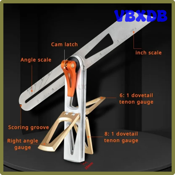 VBXDB Heavy Moving Angle Ruler 90/45 Degree Combination Folding Ruler 8 ...