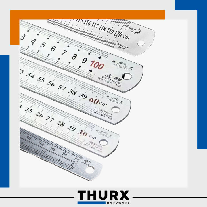 Thurx 1pc Stainless Ruler 15cm 30cm 60cm 100cm 120cm English & Metric ...