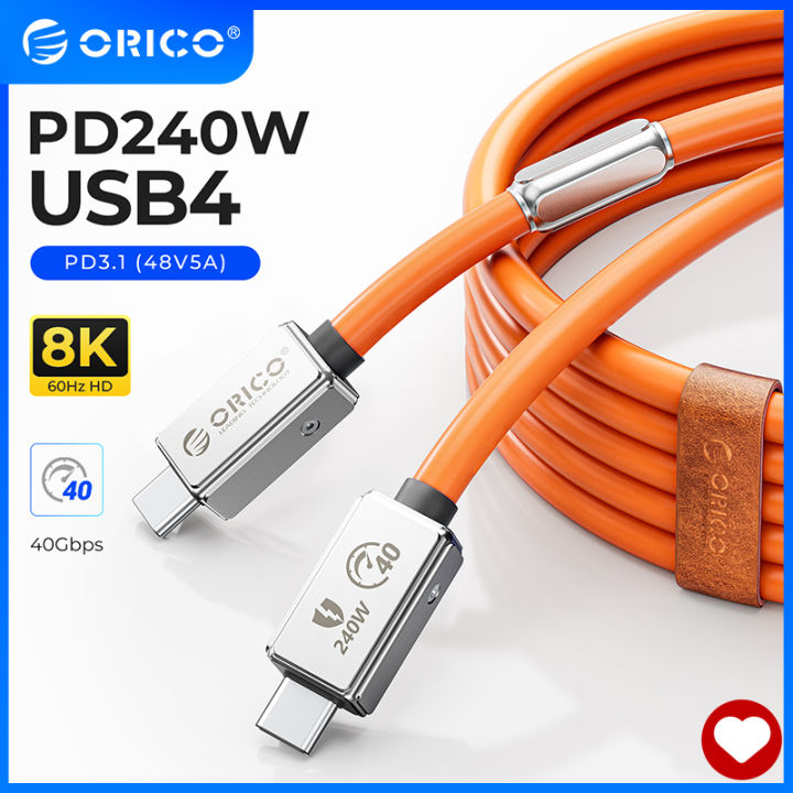 ORICO USB4 Cable 240W Compatible Thunderbolt 3 Video 8K 60Hz PD3.1 USB C Fast Charge 40Gbps Data ...