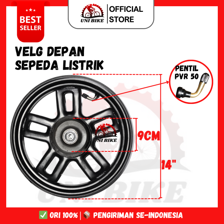 Velg / Velk / Pelg / Pelek Depan Sepeda Listrik ukuran 14 Inch SELIS ...