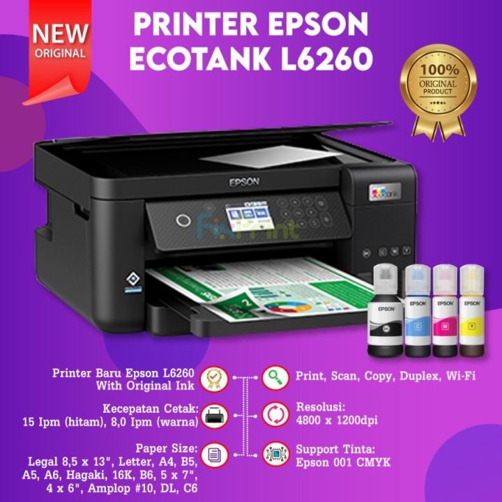 Mesin Printer Terbaru Epson L6260 Pengganti L6160 Print Scan Copy ...