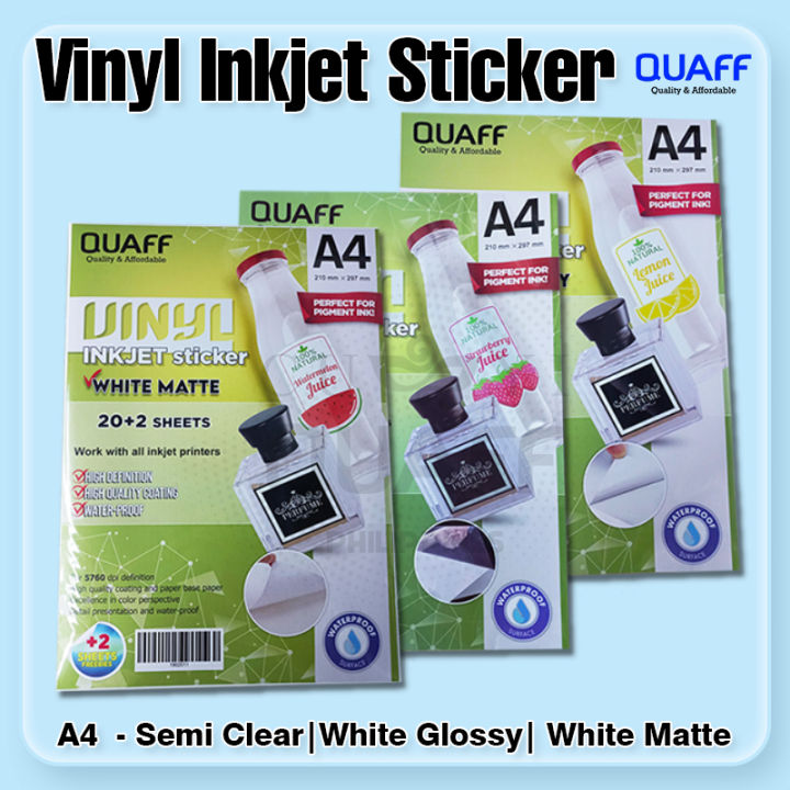 QUAFF Semi Clear Transparent / White glossy / White Matte Vinyl Inkjet ...