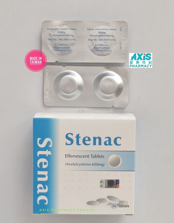 SYNMOSA STENAC 600MG (Acetylcysteine) EFFERVESCENT TABLET 30'S (EXP 12/ ...