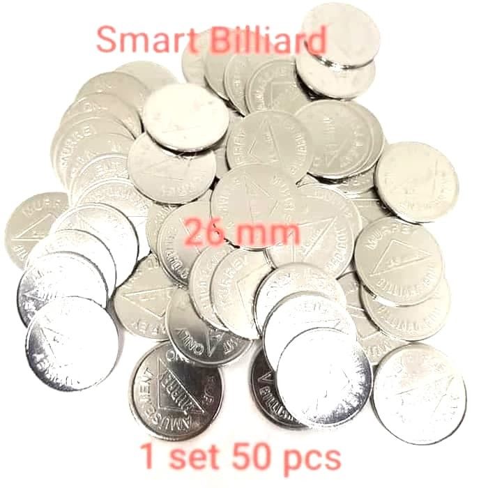 COIN MURREY - 26 MM - (1 PAK = 50 BUAH) - KOIN LOGAM BILLIARD BILIAR ...