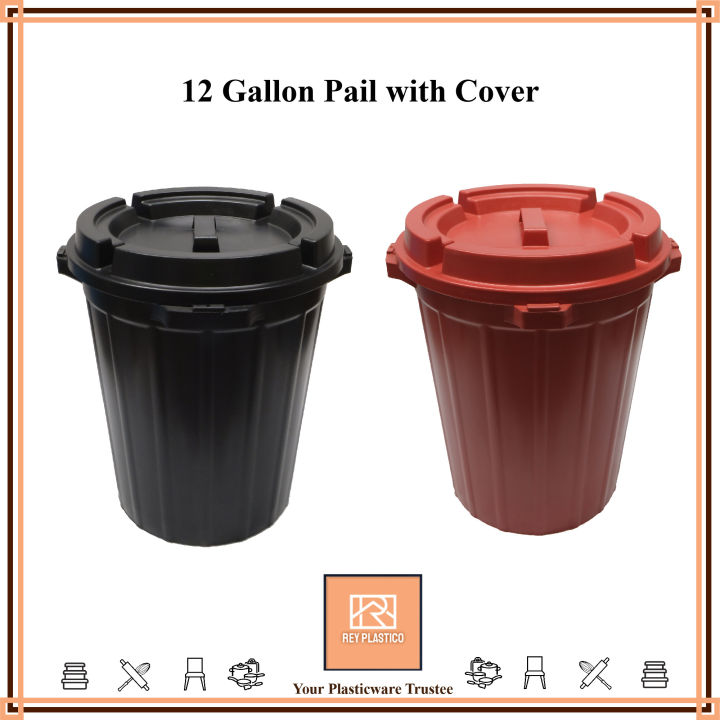 12 Gallon Pail with Cover/ Garbage Bin with Cover/ Plastic Dustbin with ...
