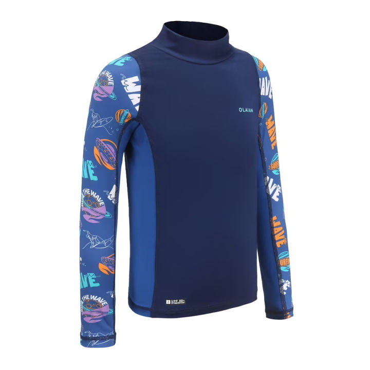 เสื้อรัดกล้ามเนื้อ เนื้อผ้าUPF50+ คอกลม เสื้อว่ายน้ำแขนยาว OLAIAN เสื้อ ...