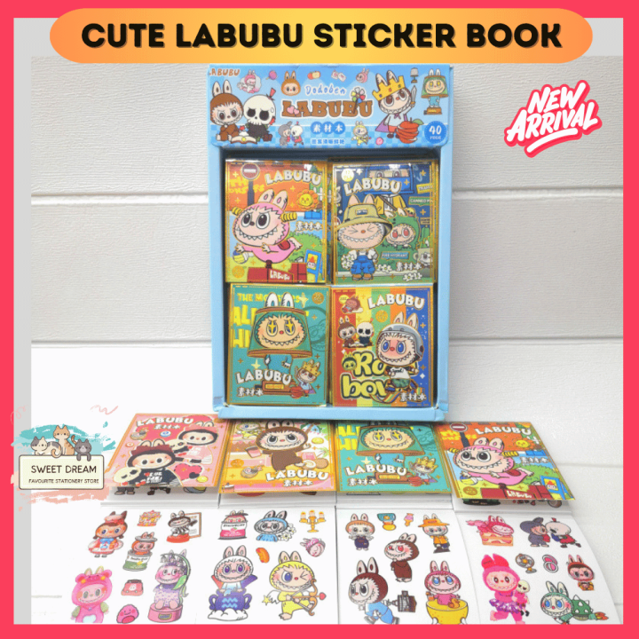 12 Sheets Cute Cartoon Labubu Paper Sticker Book Tape Kids Stationery ...