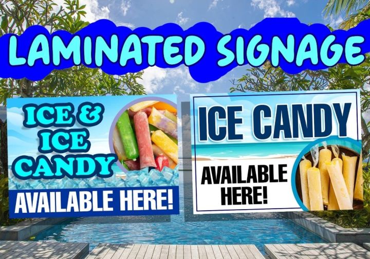 Ice and Ice Candy Signage (Laminated Signage) A4 (8inches x 11inches ...