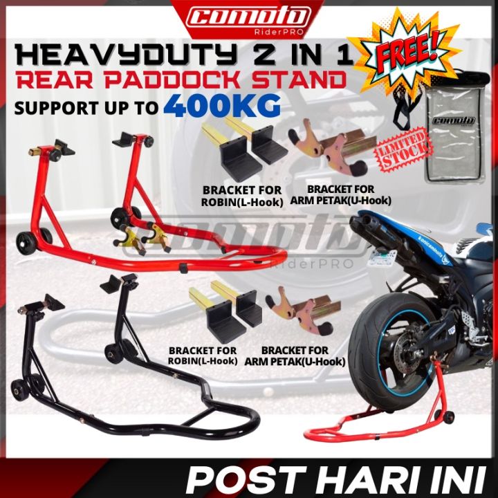 COMOTO Premium Motorcycle Universal Rear Paddock Stand / Alloy / Rear ...