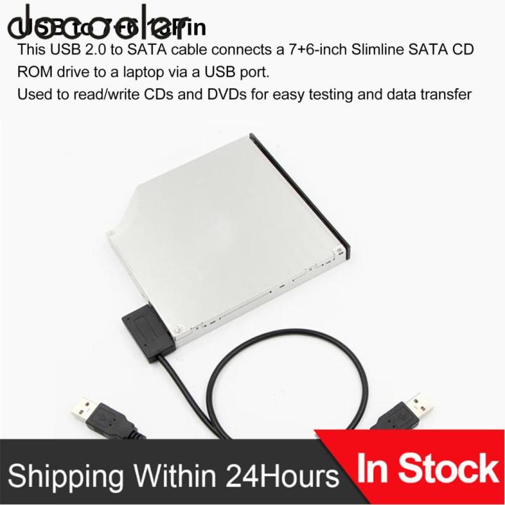 Dual USB 2.0 To Slim SATA Adapter Cable 480Mbps USB To 13Pin Slimline ...