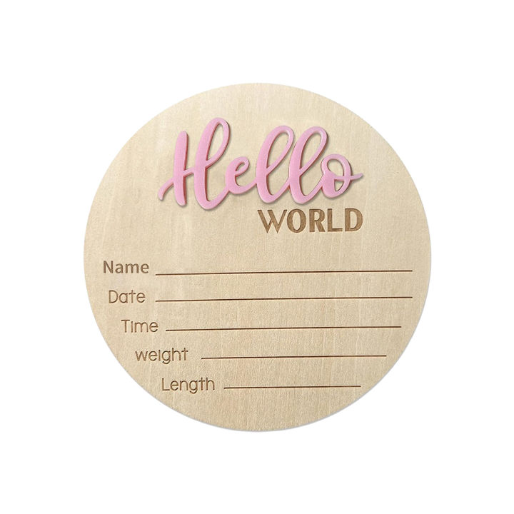 romaine Round Baby Birth Sign Wooden Newborn Welcome Sign Personalized ...