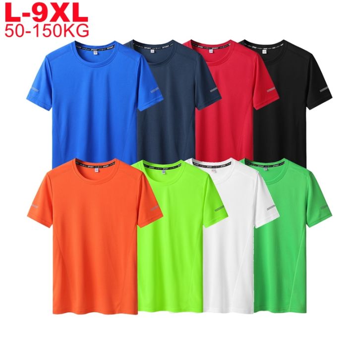 Plus Size 6xl 7xl 8xl 9xl Summer Big Tops Tees Quick Dry Slim Fit T ...