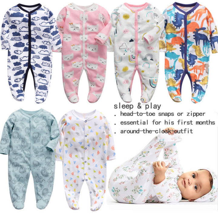 Baby Romper Newborn Pyjamas Baby Girls Boys Clothing Cotton Footed ...