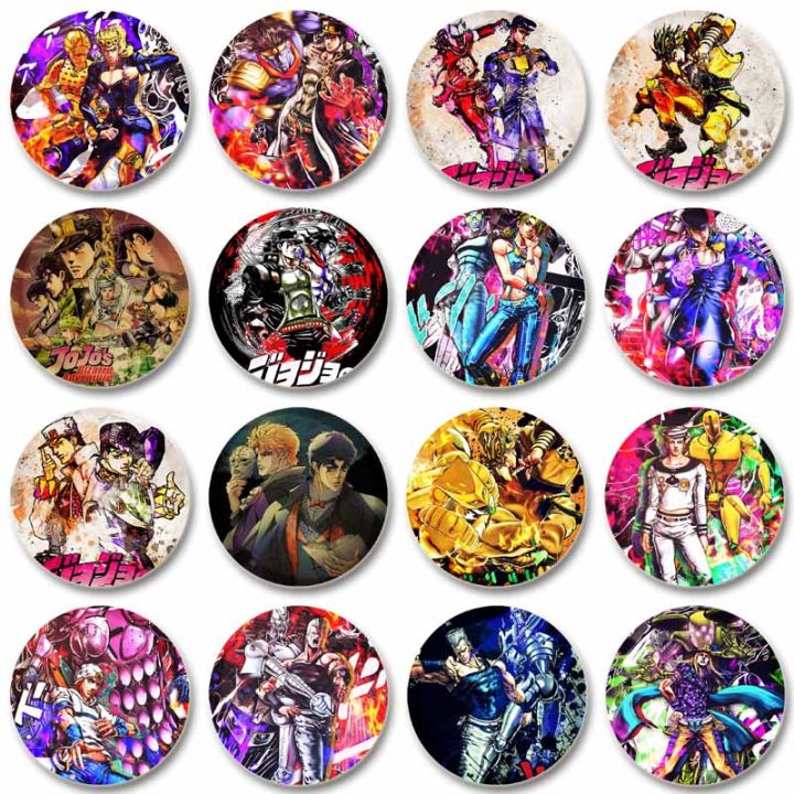 44mm JoJos Bizarre Adventure Enamel Pins Round Anime Brooches for Women ...