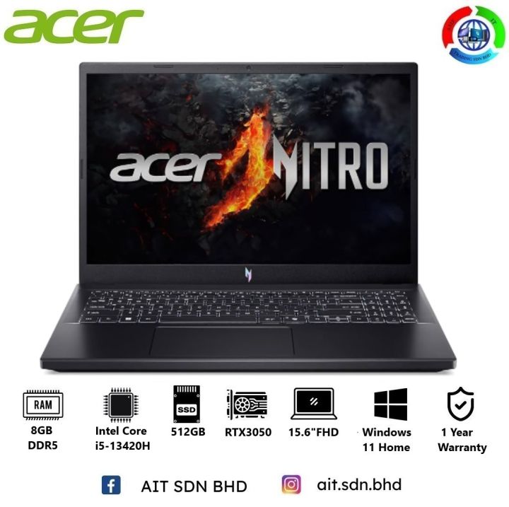 Acer Nitro V 15 ANV15-51-592Y 15.6"FHD 144Hz Gaming Laptop ( i5-13420H ...