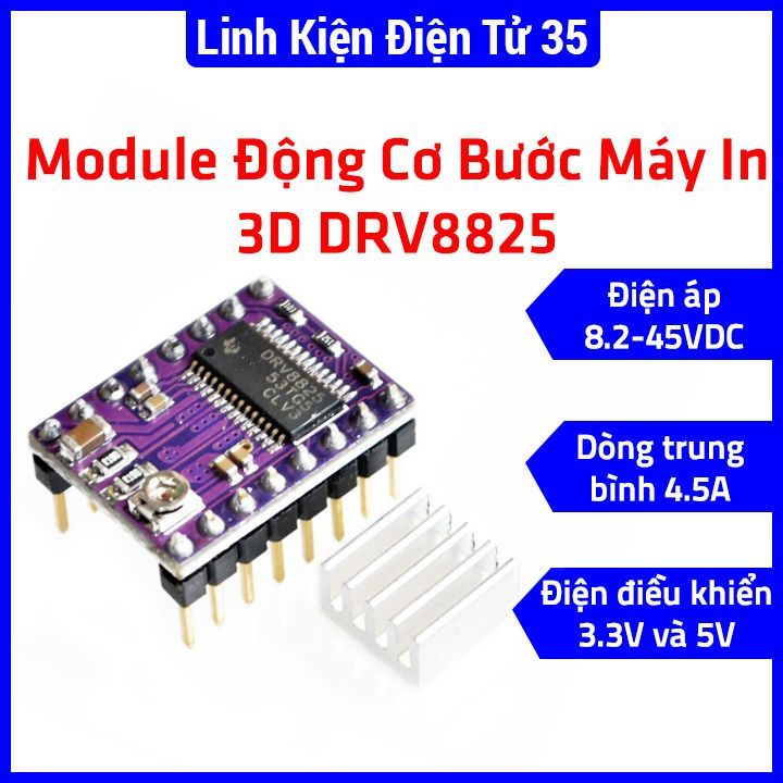 Module điều khiển động cơ bước máy in 3D DRV8825 tự động shutdown khi quá nhiệt, quá dòng ...