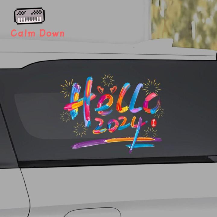 FSFDS Paper Hello 2024 Car Sticker Hello 2024 Waterproof 2024 Window ...