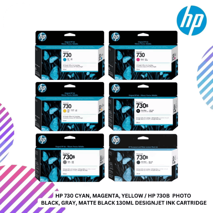 HP 730 Cyan, Magenta, Yellow / HP 730B Photo Black, Gray, Matte Black ...