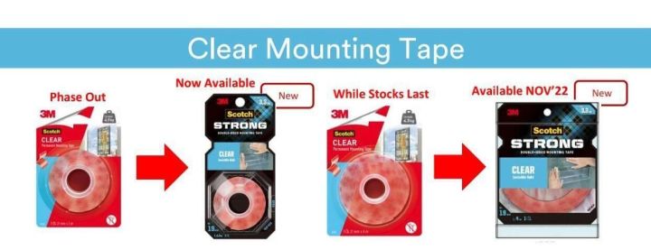 3M SCOTCH CLEAR DOUBLE SIDED MOUNTING TAPE PERMANENT 21mm X 2m - 3M-4010C-4.5kg 21X2 new 410-S19 ...