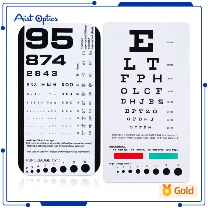 Far Near Vision Standardized Eye Chart Visual Testing Pocket Eye Chart ...