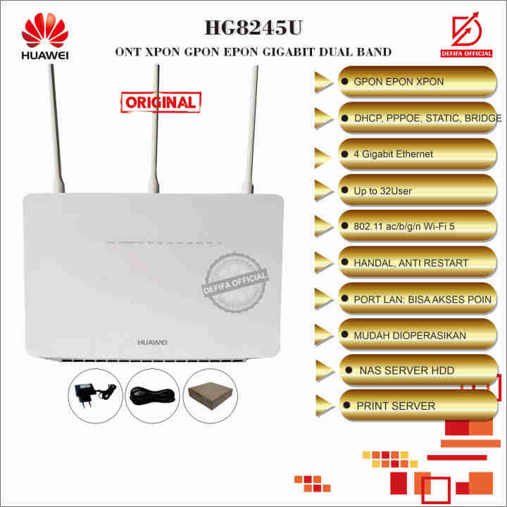 Modem Fiber Optik ONT Huawei HG8245U Wifi-5 Wireless Router XPON EPON ...