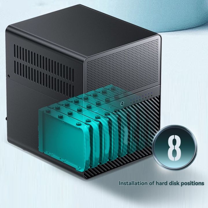 N3 NAS Mini ITX Case Aluminum Chassis Supports 8 Hard Disks 130mm CPU ...