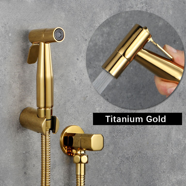 Toilet Bidet Sprayer Douche Kit Gold Hand Held Shower Faucet Stainless ...