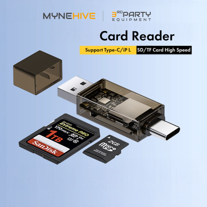 2 in 1 SD Card Reader USB Type-C/iP L Interface Transparent Design | Lazada