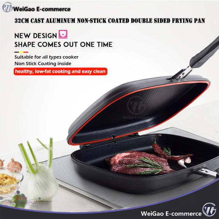 32cm cast aluminum non-stick coated double sided frying pan with magnet ...