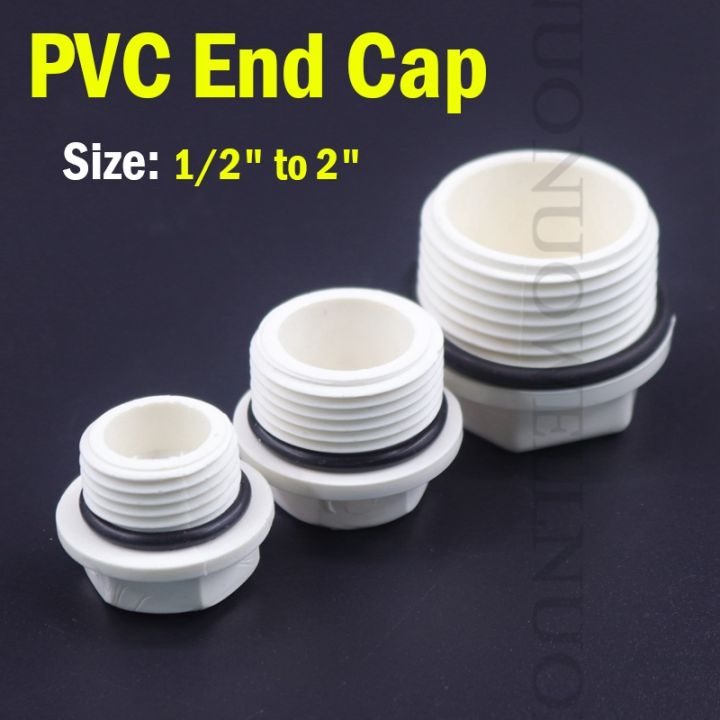 2pc 1/2 3/4 1'' to 2 White PVC Male Thread Pipe Plug PVC End Cap ...