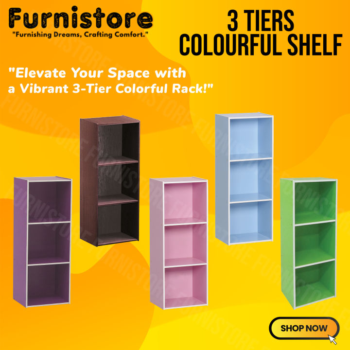 Furnistore 3-Tier colour box cabinet/ Small Rack/ Multipurpose 3-tier ...