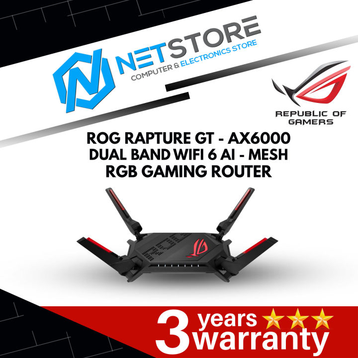 ASUS ROG Rapture GT-AX6000 DUAL BAND WIFI 6 AI-MESH RGB GAMING ROUTER ...