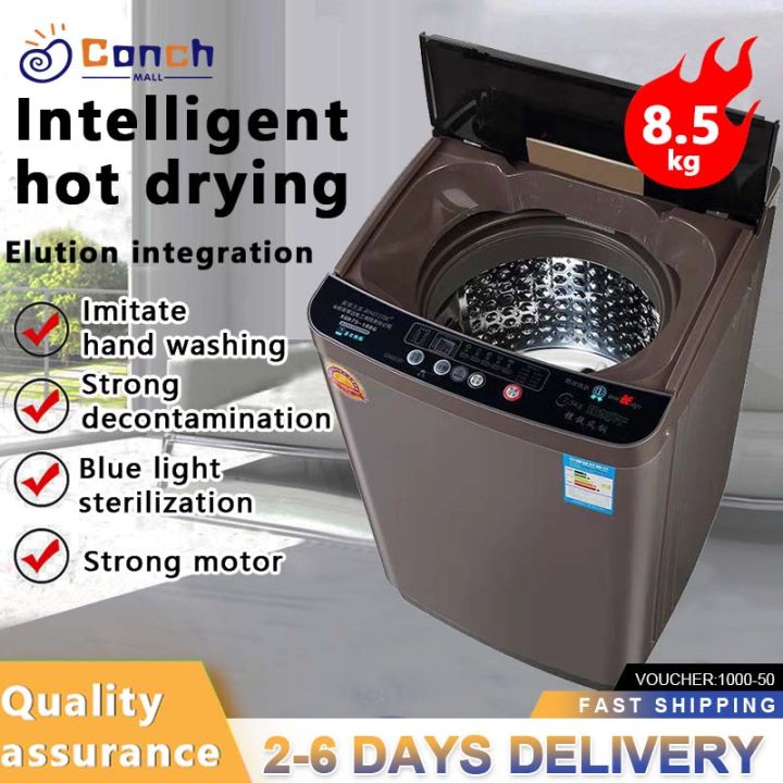 8.5KG automatic washing machine with dryer household top loading washing machine stainless steel ...