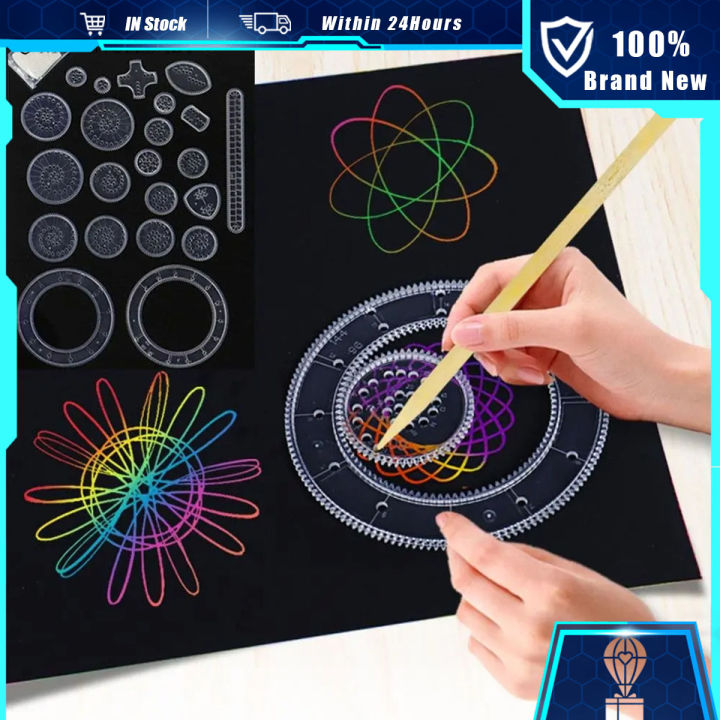 Spirograph Gears Wheels 22/28pcs Spiral Art Gear Set Geometric Ruler ...