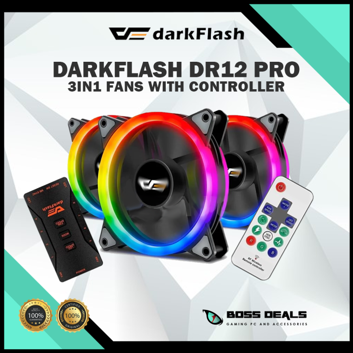 DARKFLASH DR12 PRO 3IN1 RGB FANS W/ CONTROLLER | Lazada PH