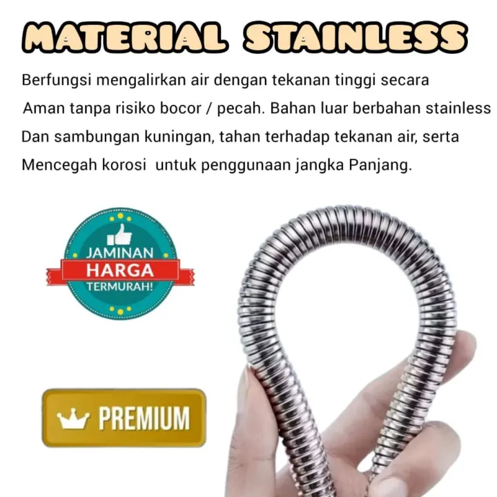 Selang Shower Slang Flexible Hose Hand Shower Chrome Selang Jet Shower ...