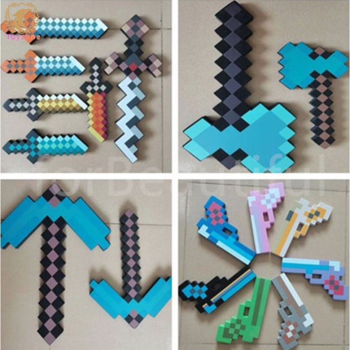 【Ready Stock】Minecraft EVA Foam Diamond Pickaxe Gun Ax Hamaxe Swords ...