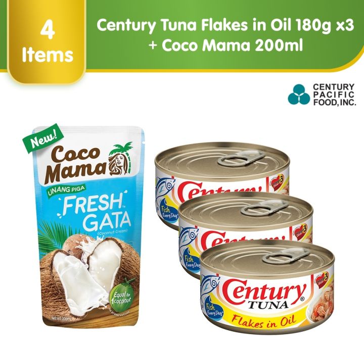 Century Tuna Flakes in Oil 180g x3 + Coco Mama 200ml | Lazada PH