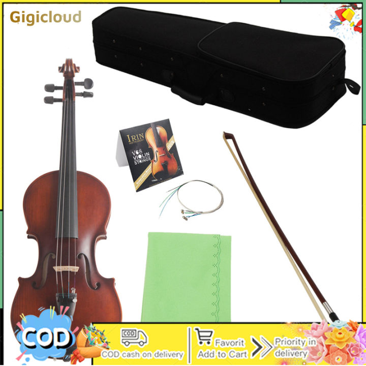 4/4 Violin Full Size With Carrying Case Bow Rosin Cleaning Cloth ...
