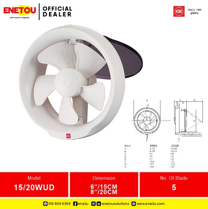 KDK 15WUD 6" GLASS MOUNT PROPELLER VENTILATING FAN | Lazada