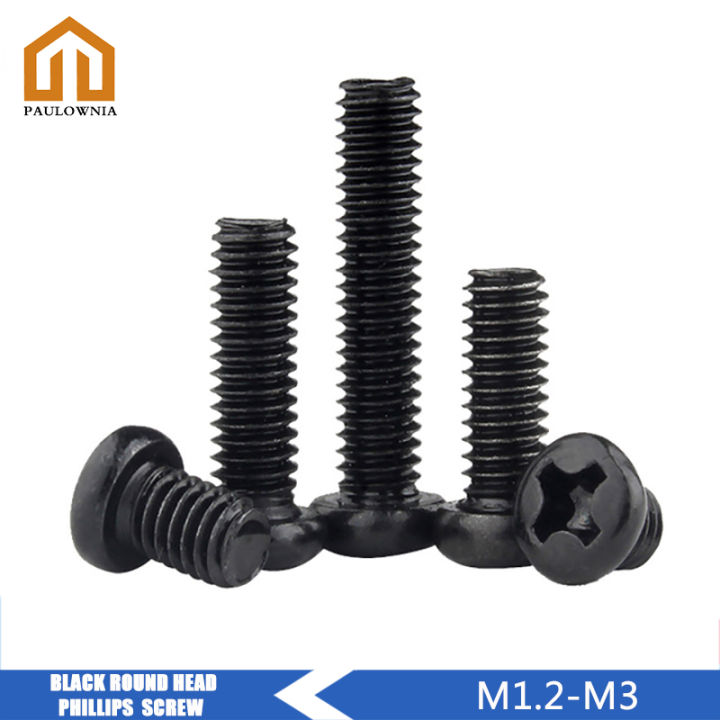 Small Size M1 M1.2 M1.4 M1.6 M2 M2.5 M3 Black Zinc Round Head Screw Cross Recessed Machine Screw ...