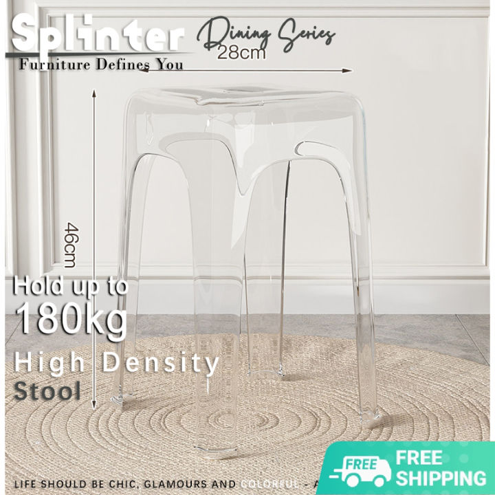 *SG READY STOCK* High Density Thick Jelly Plastic Designer Stool Chair Stackable Transparent ...